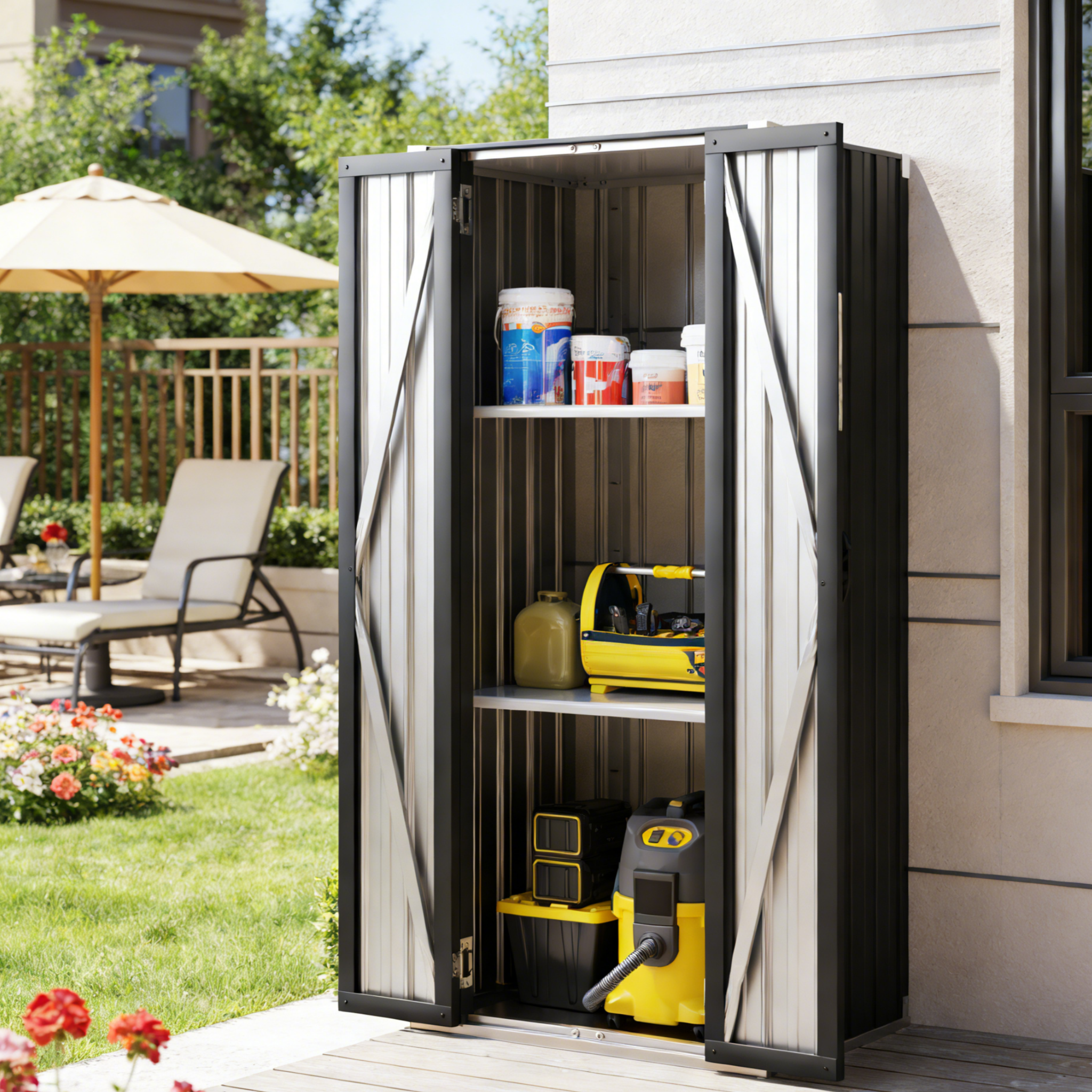 YODOLLA Vertical Garden Storage Shed, Dark Grey – Adjustable Shelves ...